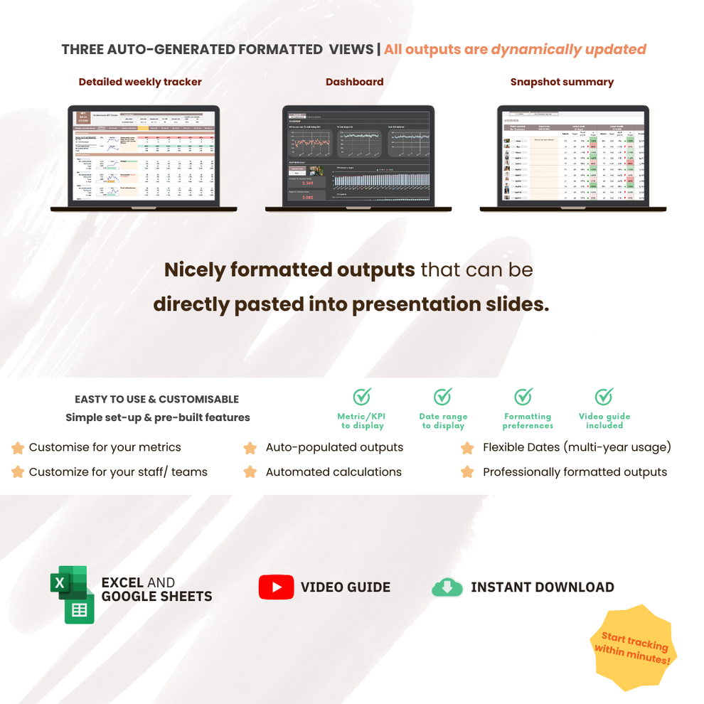 The Staff & Team KPI Tracker - Weekly Version (Excel and Google Sheets – HerDataStudio